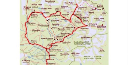 Everest-Three-Passes-Route-Map - Excellent Himalaya Trek & Expedition