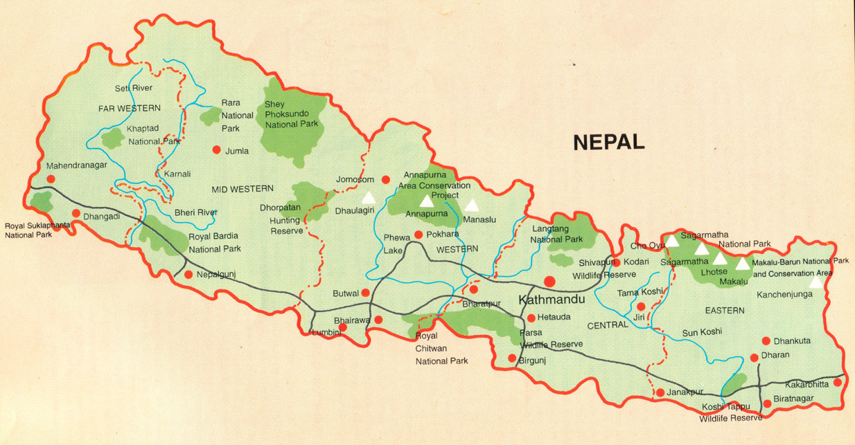 Nepal-tourist-map - Excellent Himalaya Trek & Expedition