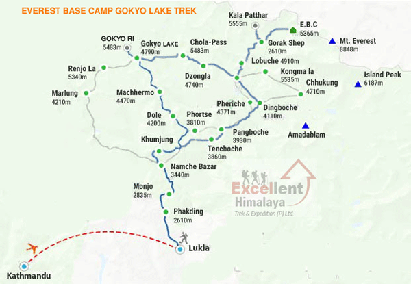 Map-of-EBC-Gokyo-trek - Excellent Himalaya Trek & Expedition